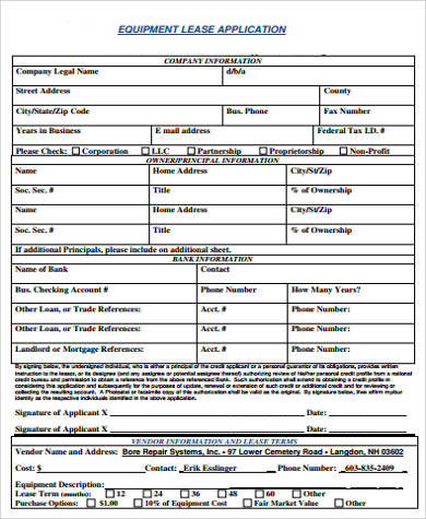 FREE 8+ Sample Equipment Lease Forms in PDF | MS Word