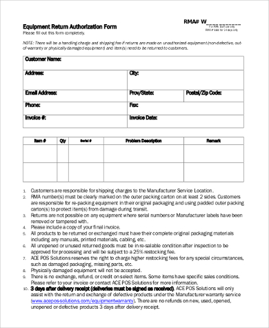 FREE 14+ Return Authorization Form Samples, PDF, MS Word, Google Docs ...