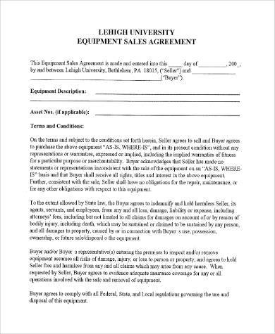 FREE 9+ Sample Equipment Contract Forms in PDF | MS Word | Excel
