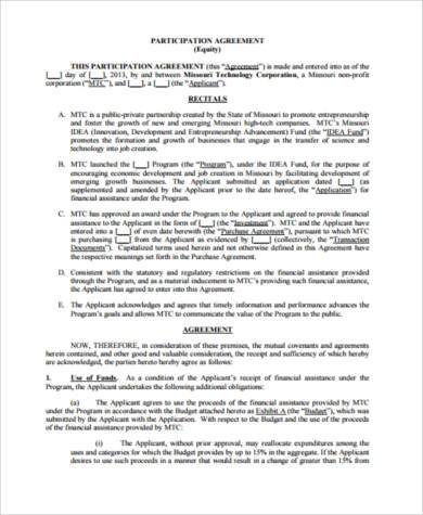 FREE 9+ Sample Participation Agreement Forms in PDF | MS Word