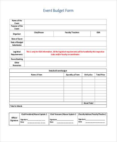 FREE 13+ Event Budget Form Samples, PDF, MS Word, Google Docs, Excel