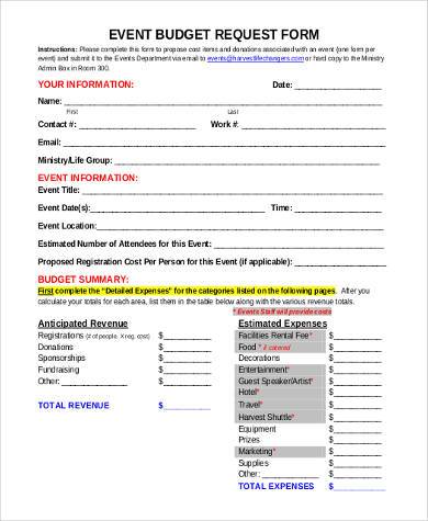 FREE 13+ Event Budget Form Samples, PDF, MS Word, Google Docs, Excel