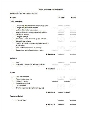 FREE 9+ Sample Financial Planning Forms in PDF | MS Word