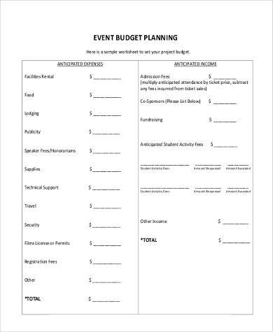FREE 13+ Event Budget Form Samples, PDF, MS Word, Google Docs, Excel