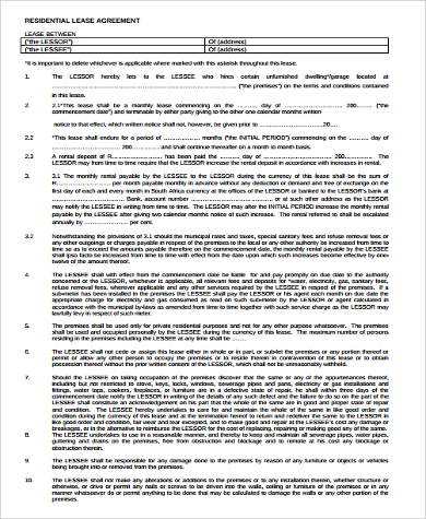 FREE 8+ Sample Home Lease Agreements in PDF | MS Word