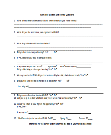 FREE 14+ Survey Questions for Students Samples, PDF, MS Word, Google Docs
