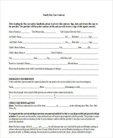 FREE 9+ Sample Daycare Contract Forms in PDF | MS Word