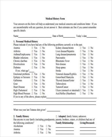 FREE 7+ Sample Family Medical History Forms in MS Word | PDF