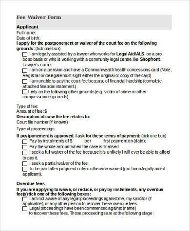 FREE 13+ Fee Waiver Form Samples, PDF, MS Word, Google Docs, Excel