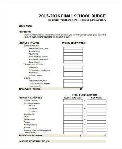 FREE 9+ Sample School Budget Forms in MS Word | PDF | Excel