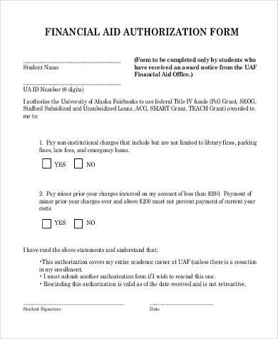 FREE 8+ Sample Financial Aid Forms in PDF | MS Word