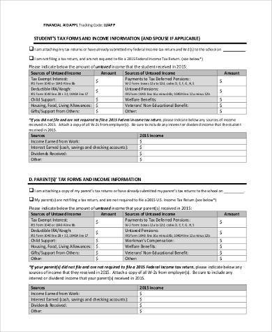 FREE 8+ Sample Financial Aid Forms in PDF | MS Word