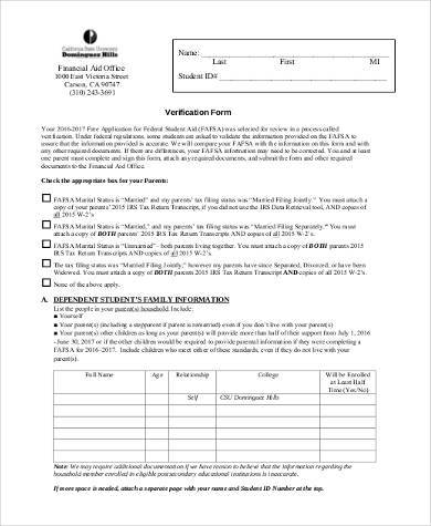 FREE 8+ Sample Financial Aid Forms in PDF | MS Word