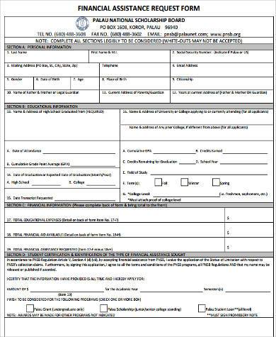 FREE 9+ Sample Financial Assistance Forms in PDF | MS Word | Excel