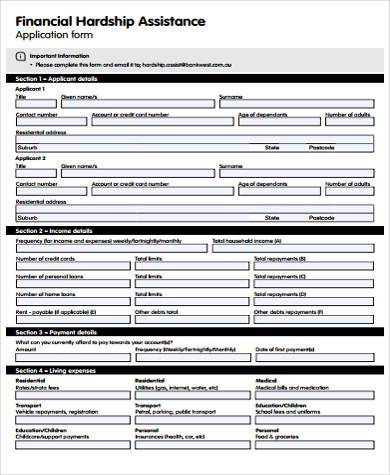 FREE 9+ Sample Financial Hardship Forms in PDF | MS Word
