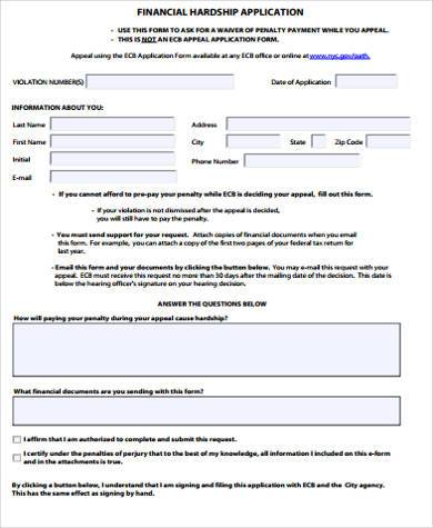 FREE 9+ Sample Financial Hardship Forms in PDF | MS Word