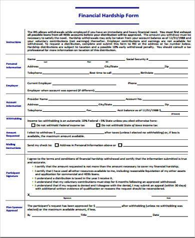 FREE 9+ Sample Financial Hardship Forms in PDF | MS Word