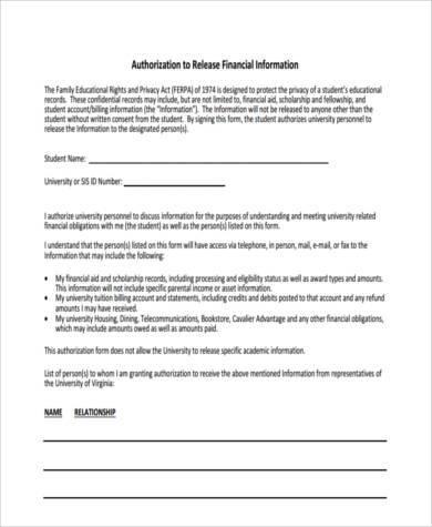 FREE 8+ Sample Financial Information Release Forms in PDF | MS Word
