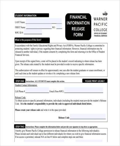 FREE 8+ Sample Financial Information Release Forms in PDF | MS Word
