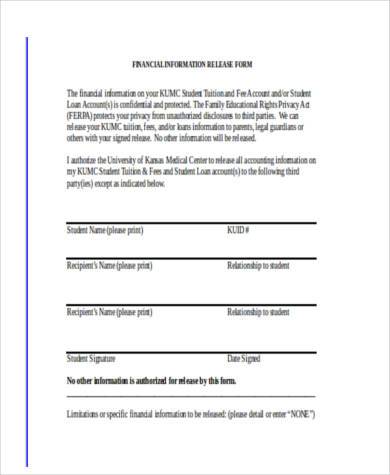 FREE 8+ Sample Financial Information Release Forms in PDF | MS Word