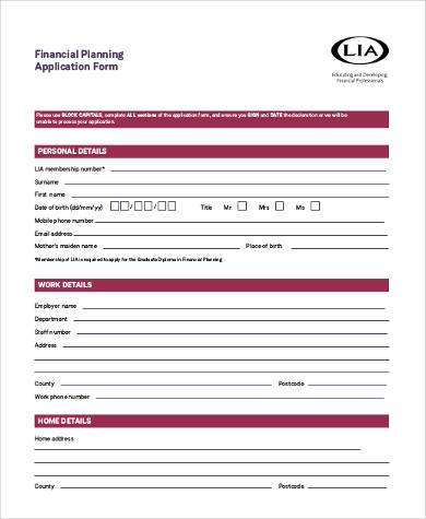 FREE 9+ Sample Financial Planning Forms in PDF | MS Word