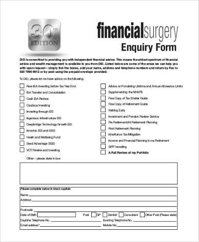 FREE 9+ Sample Financial Planning Forms in PDF | MS Word