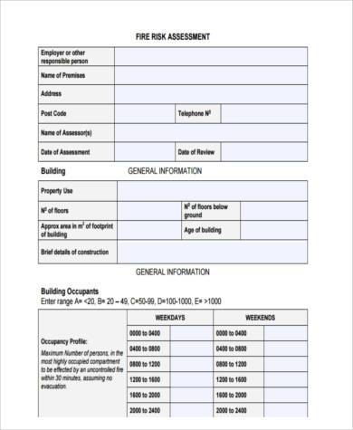 FREE 10+ Sample Fire Risk Assessment Forms in PDF | MS Word | Excel