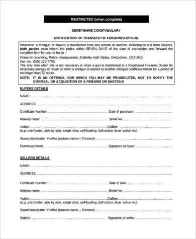 FREE 9+ Sample Firearm Transfer Forms in PDF | MS Word