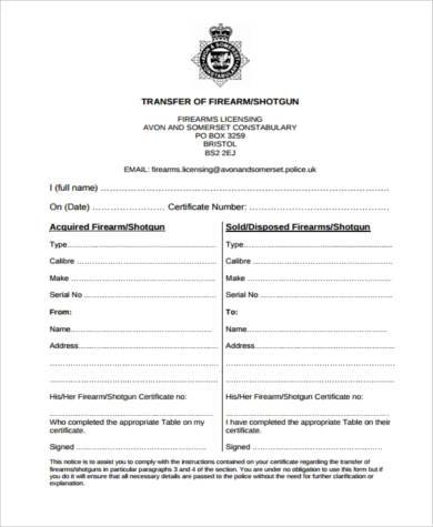 FREE 9+ Sample Firearm Transfer Forms in PDF | MS Word