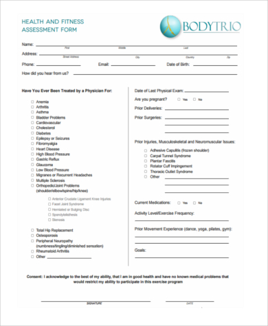 FREE 14+ Fitness Assessment Form Samples, PDF, MS Word, Google Docs