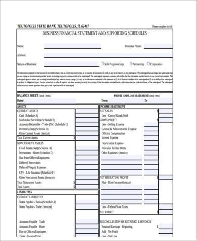 FREE 11+ Business Financial Statement Form Samples, PDF, MS Word ...