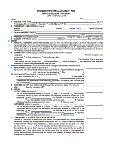 FREE 8+ Sample Business Purchase Agreements in PDF | MS Word
