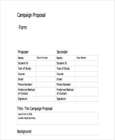 FREE 9+ Sample Campaigns Proposal Forms in MS Word | Pages | PDF ...