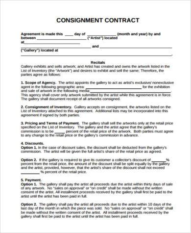 FREE 8+ Sample Consignment Contract Forms in PDF | MS Word