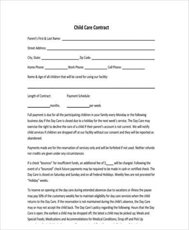 FREE 13+ Daycare Contract Form Samples, PDF, MS Word, Google Docs