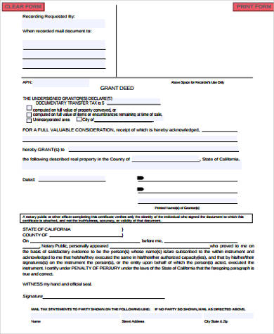 FREE 12+ Grant Deed Form Samples, PDF, MS Word, Google Docs