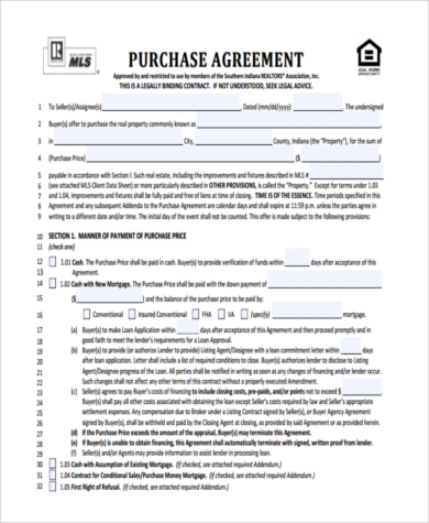 FREE 7+ Sample Home Purchase Agreements in PDF | MS Word