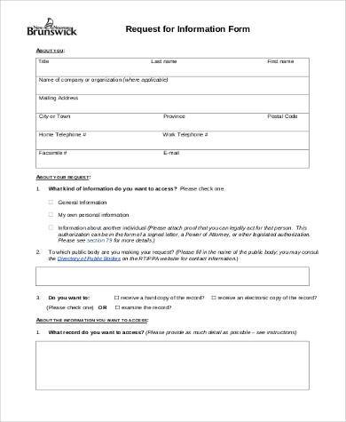 FREE 9+ Sample Information Request Forms in PDF | MS Word | Excel