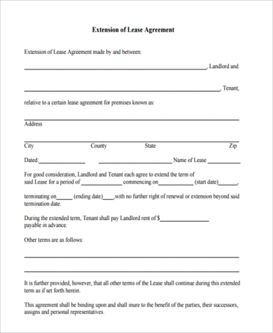 FREE 9+ Sample Lease Extension Agreement Forms in PDF | MS Word
