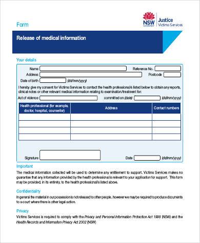 FREE 8+ Sample Medical Information Release Forms in MS Word | PDF | Excel