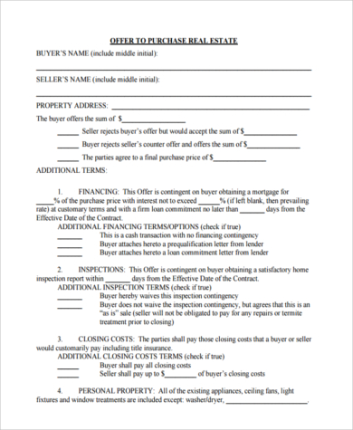 FREE 13+ Real Estate Offer Form Samples, PDF, MS Word, Google Docs