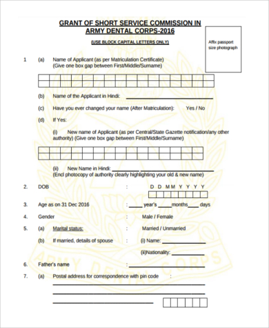 FREE 6+ Sample Army Dental Forms in PDF | MS Word