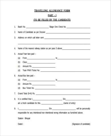 FREE 13+ Travel Allowance Form Samples, PDF, MS Word, Google Docs, Excel