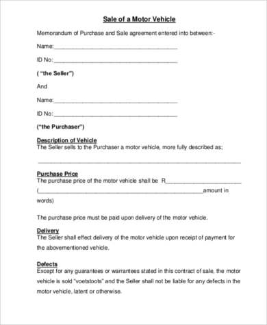 FREE 11+ Vehicle Purchase Agreement Samples, PDF, MS Word, Google Docs