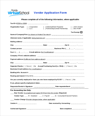 FREE 11+ Sample Vendor Application Forms in PDF | MS Word | Excel