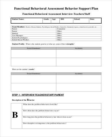 FREE 8+ Sample Functional Behavior Assessment Forms in MS Word | PDF