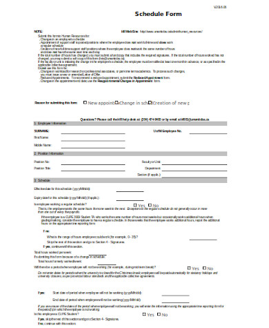FREE 10+ Sample Blank Schedule Forms in PDF | MS Word | Excel
