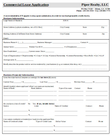 FREE 10+ Sample Commercial Lease Application Forms in PDF | MS Word
