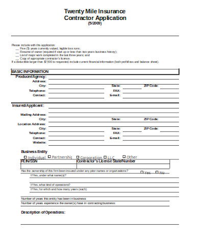 FREE 14+ Contractor Application Form Samples, PDF, MS Word, Google Docs ...