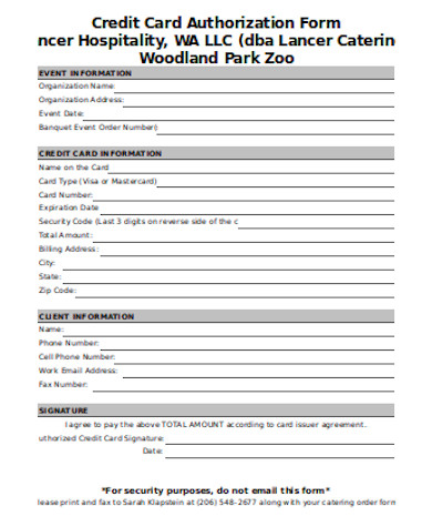 FREE 10+ Sample Credit Authorization Forms in PDF | MS Word | Excel